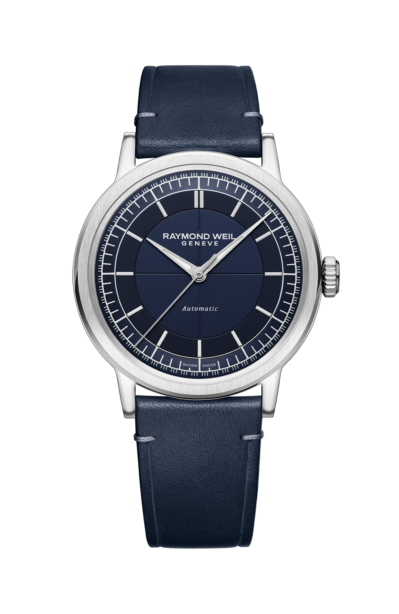 Men's Automatic Blue Leather Strap Watch - Millesime | RAYMOND WEIL